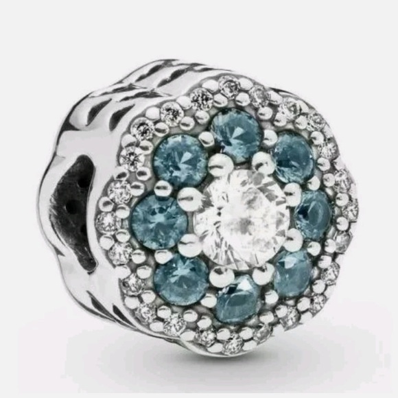 Pandora | Jewelry | Pandora Blue Sparkle Flower Charm | Poshmark